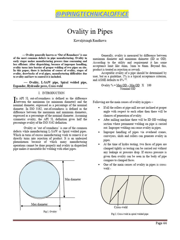 Ovality in Pipes-@PIPINGTECHNICALOFFICE | PDF | Pipe (Fluid Conveyance ...