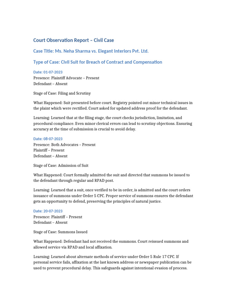 Final Unique Stages Court Observation Report | PDF | Evidence (Law ...