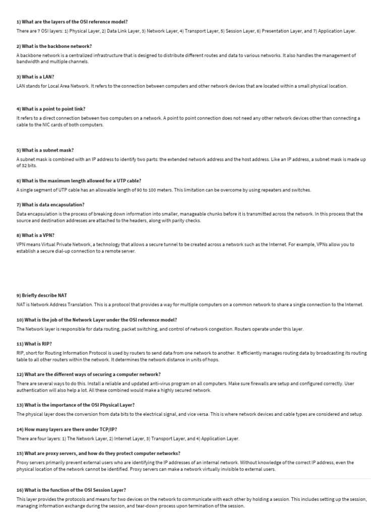 Networking Interview question and answer (1) (1) | PDF | Computer Network | Routing