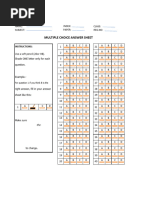 Student Answer Sheet Template | PDF