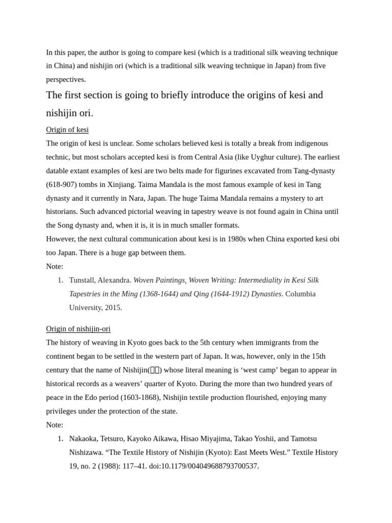 Compare Kesi and Nishijin Ori | PDF | Loom | Weaving