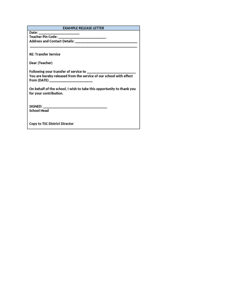 Example Release Letter | PDF