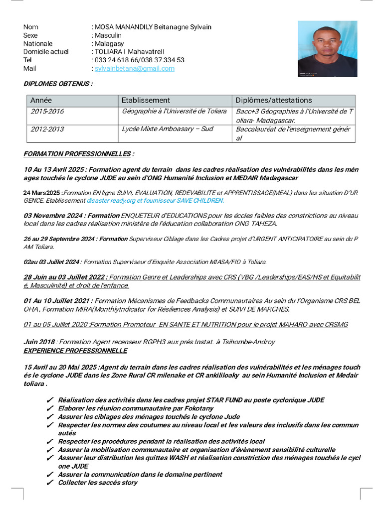 CV Sylvain Uws-Mob Phoenix | PDF