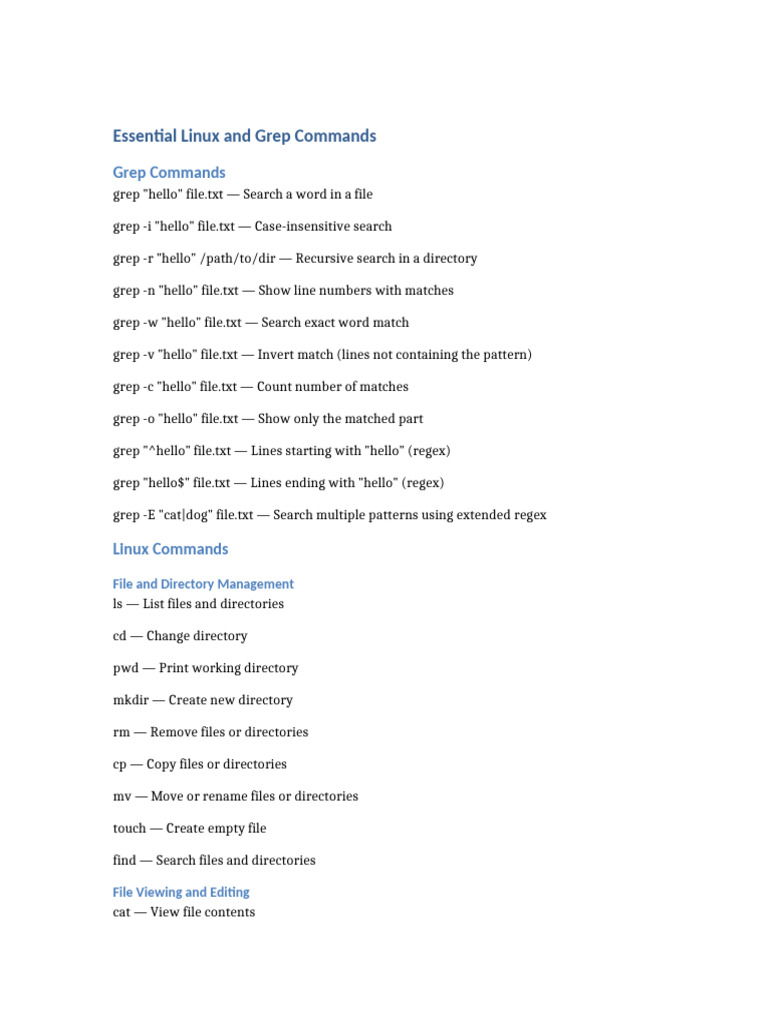 Linux and Grep Commands | PDF