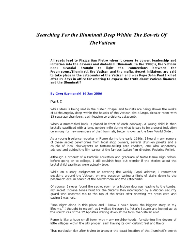 Illuminati - Vatican Connection - Greg Szymanski | PDF | Pope | Religion And Belief