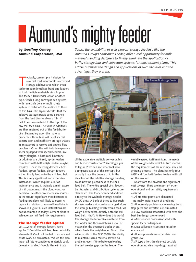Aumund Samson Feeder Benefits in Cement Plants | PDF