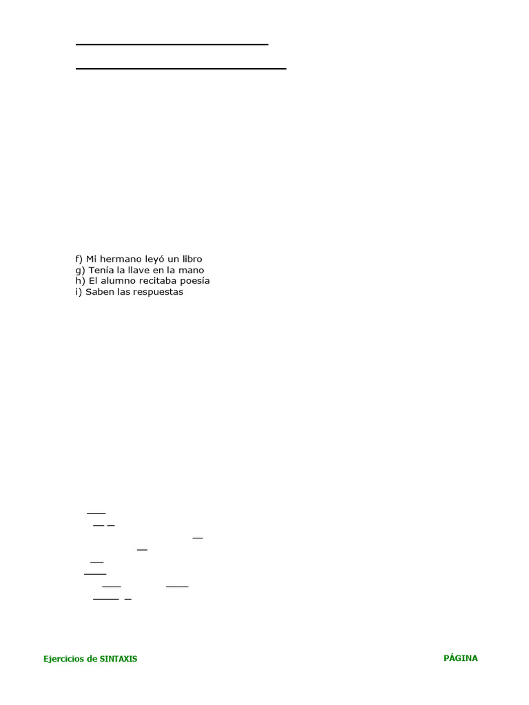 Práctica Complementos Verbales Ejercicios / Complementos Del Verbo | PDF | Objeto (gramática ...