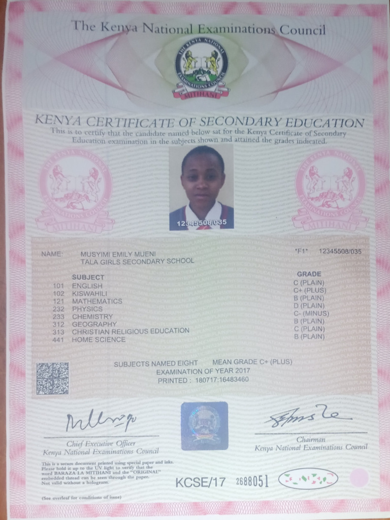 Kcse Certificate Original | PDF