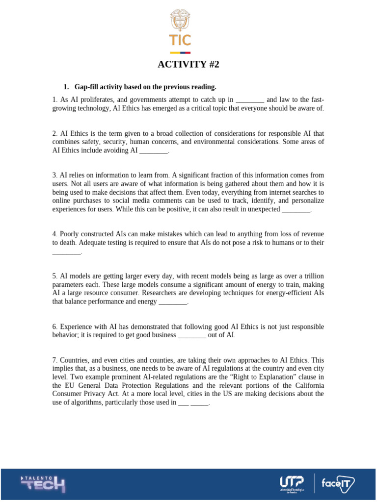 Activity2 - Gap Fill Preguntas | PDF