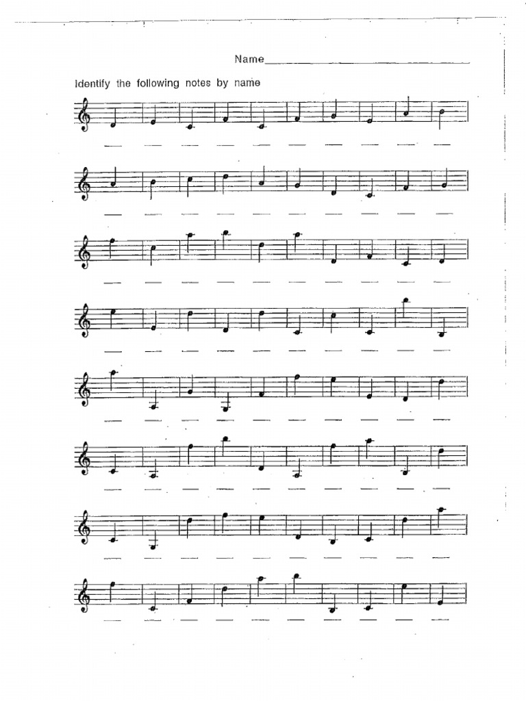 Note Reading Worksheets | PDF