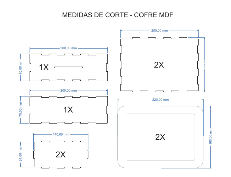 Medidas de Corte MDF - Cofre | PDF