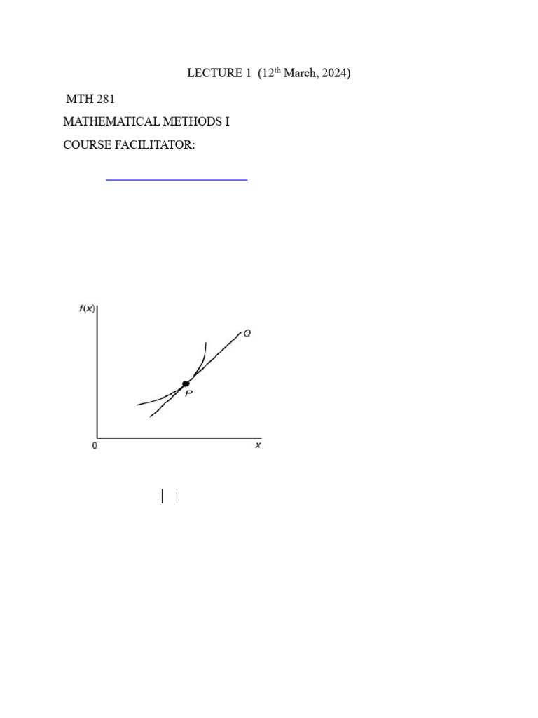 Noun MTH 281 Lecture 1 2024 | PDF | Tangent | Trigonometric Functions