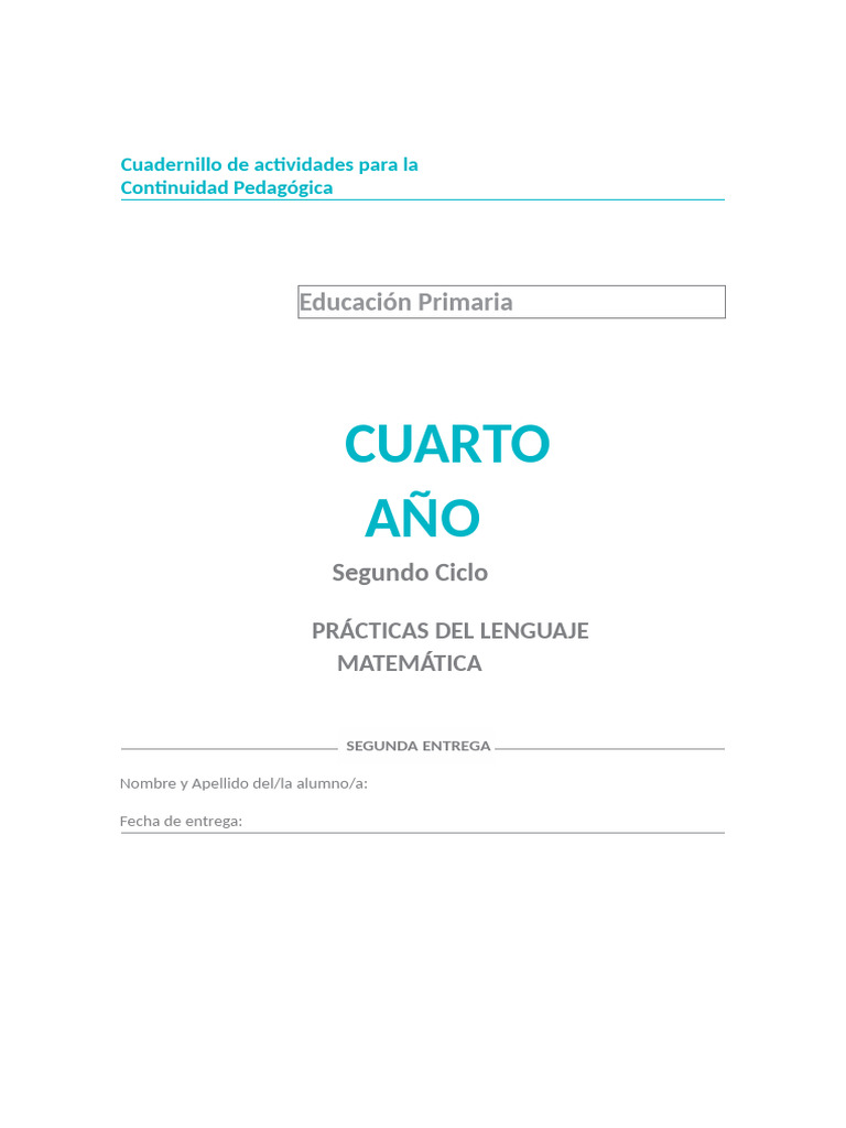 2da Entrega Primaria 4to Matemática | PDF | Etapas educativas | Educación primaria