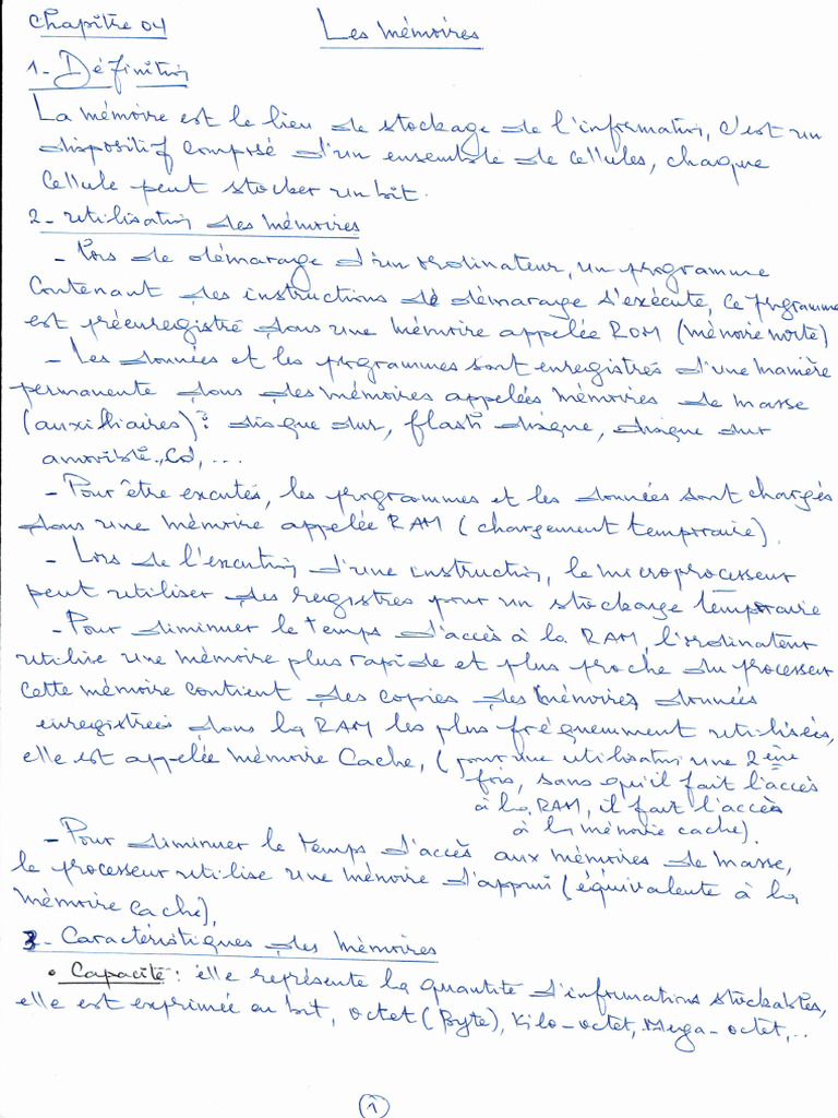 Chapitre 4-Les Mémoires | PDF