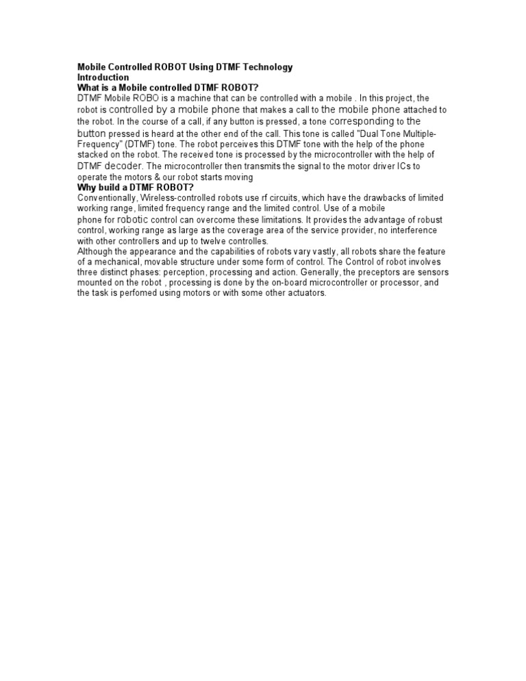 DTMF Mobile Robot Control System | PDF | Computers