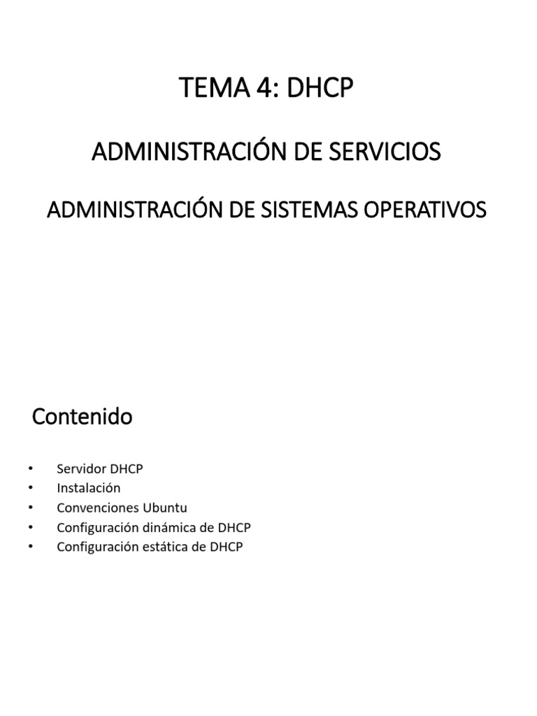 Tema4 DHCP | PDF | Dirección IP | Arquitectura de Computadores
