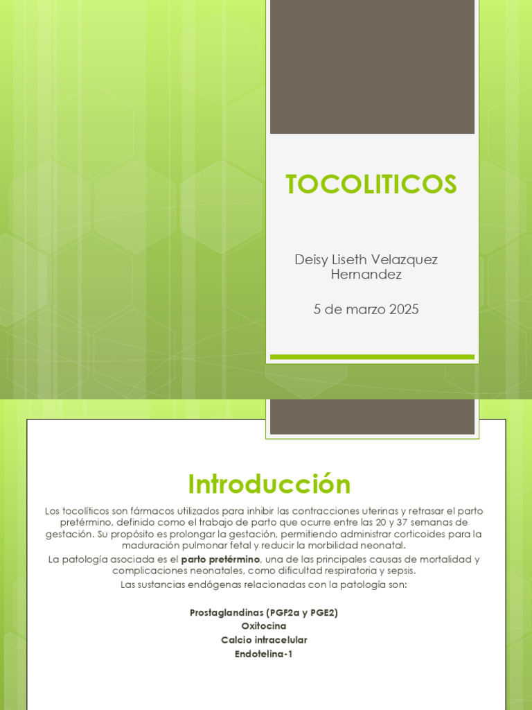 Fármacos Tocolíticos y su Uso | PDF | Parto | Parto prematuro