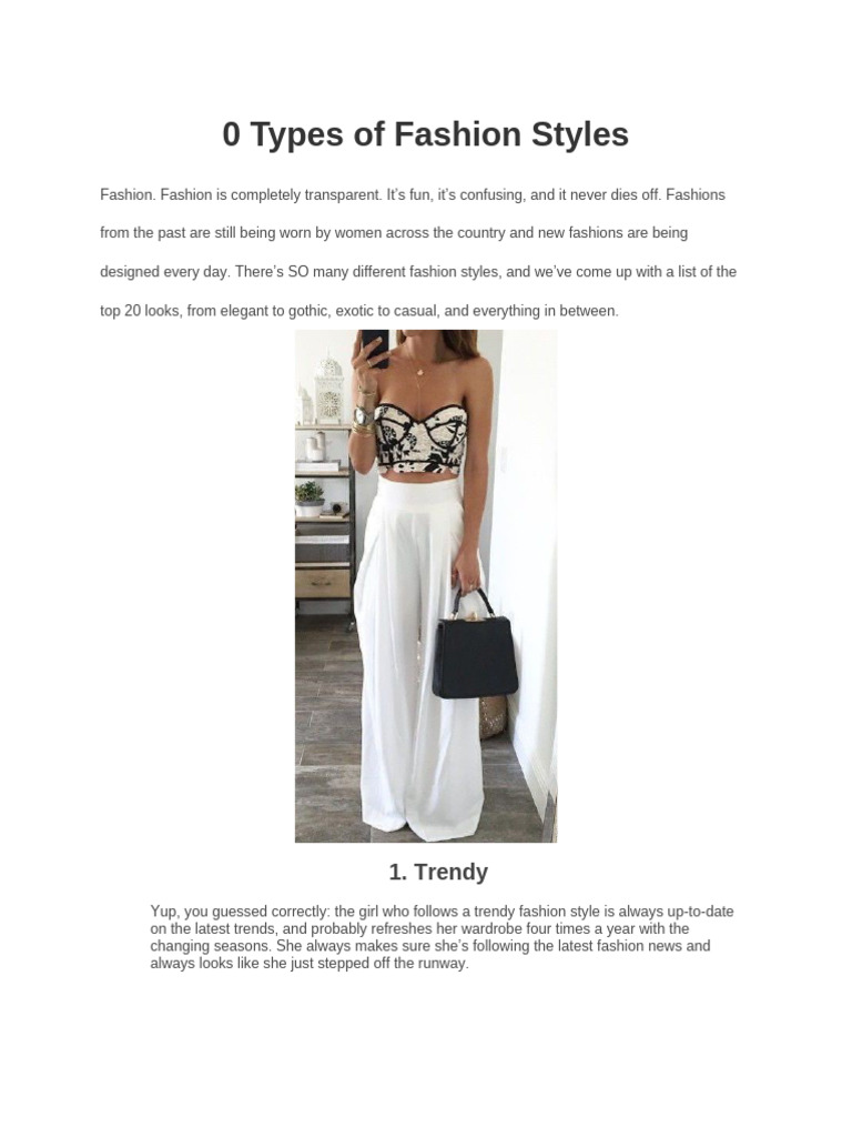 20 Fashion Styles Explained | PDF | Fashion | Softlines (Retail)