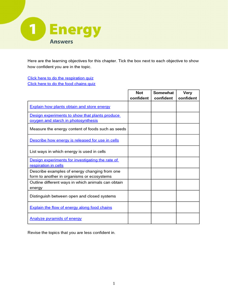 MYP Biology Student Checklists | PDF | Cell (Biology) | Plants