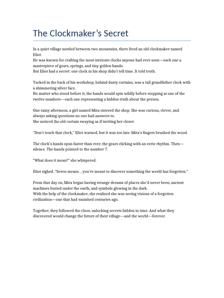 The Clockmakers Secret | PDF