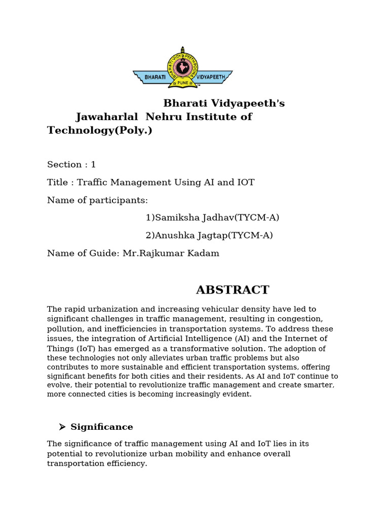 Traffic Management Using Ai and Iot | PDF