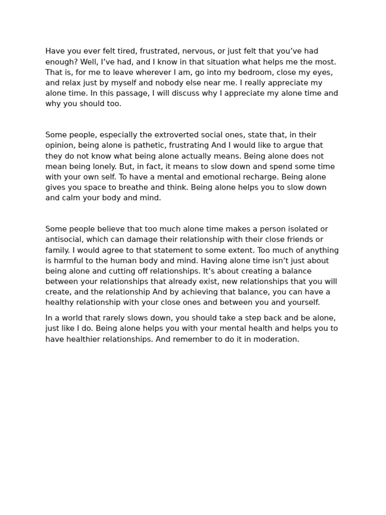 The Benefits of Alone Time for Well-Being | PDF