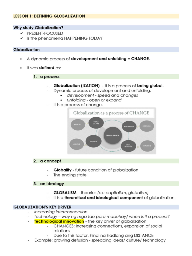 Lesson 1 - Defining Globalization | PDF | Globalization | Ideologies