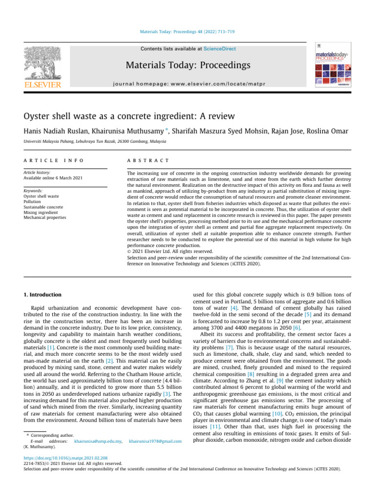 Oyster Shell Waste in Sustainable Concrete | PDF | Concrete | Cement