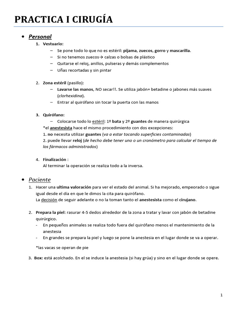 PRACTICA 1 gía ciru(1) | PDF | Cirugía | Especialidades Medicas