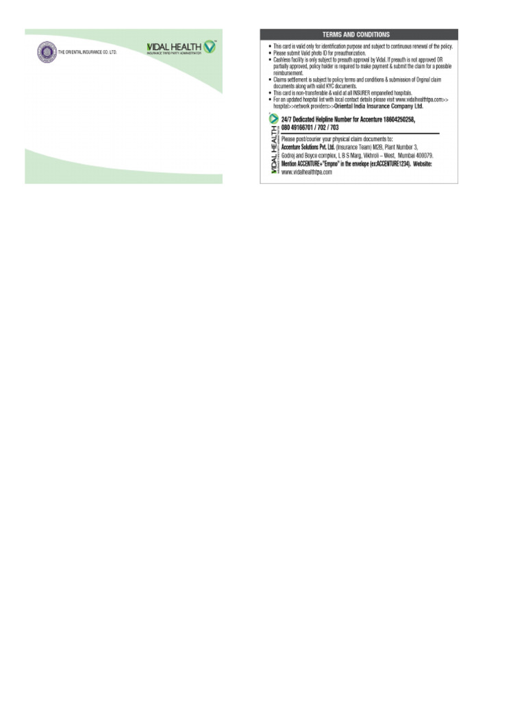 Accenture Employee Benefits Card Details | PDF