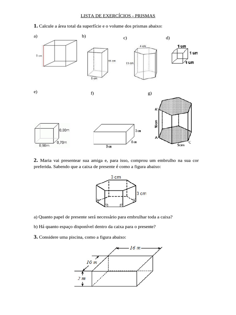 Exercício Sobre Prisma. | PDF