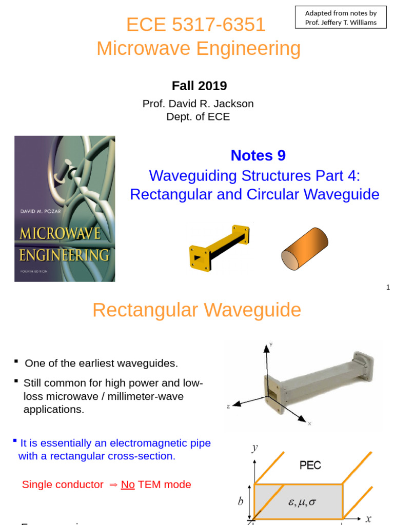 Notes 9 5317 6351 Waveguiding Structures Part 4 Rectangular And