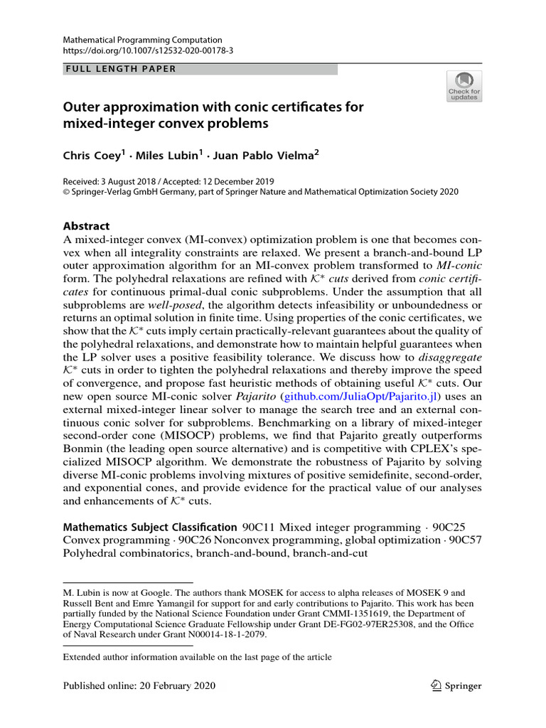 C. Coey, M. Lubin Et J. P. Vielma - Outer Approximation With Conic ...