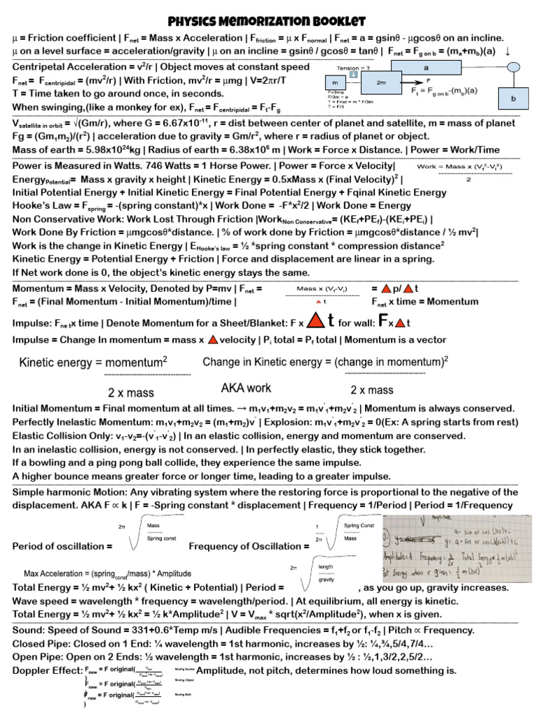 Physics Memorization Booklet | PDF | Momentum | Gases