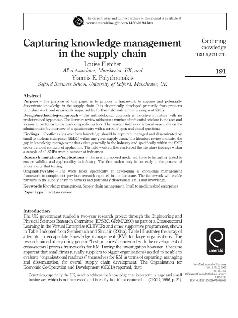 Capturing Knowledge Management | PDF | Supply Chain Management | Knowledge
