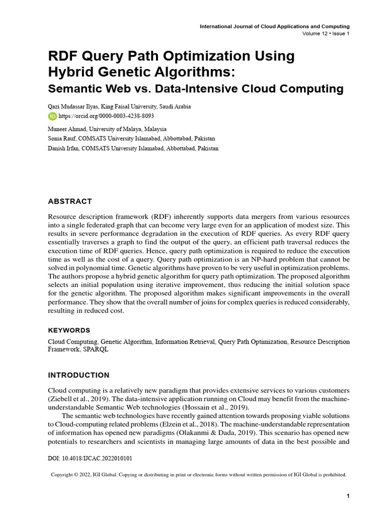 RDF Query Path Optimization Using Hybrid Genetic Algorithms | PDF | Genetic Algorithm | Resource ...