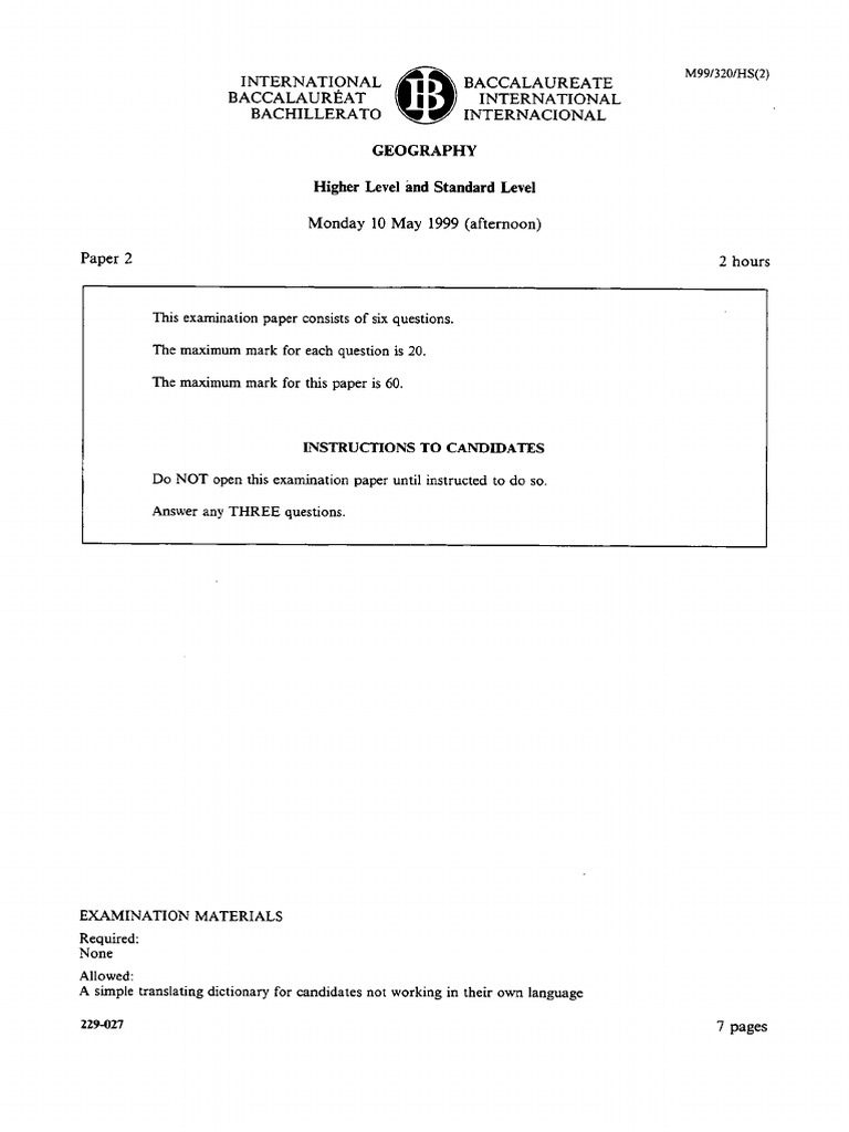 Geography Paper 2 HLSL | PDF