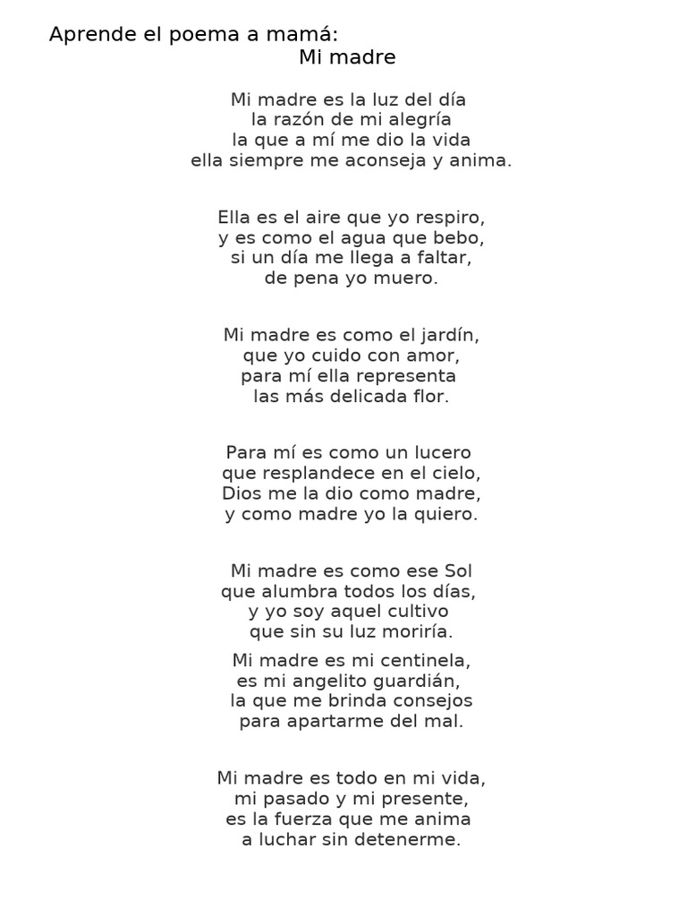 Poesía Día de La Madre | PDF