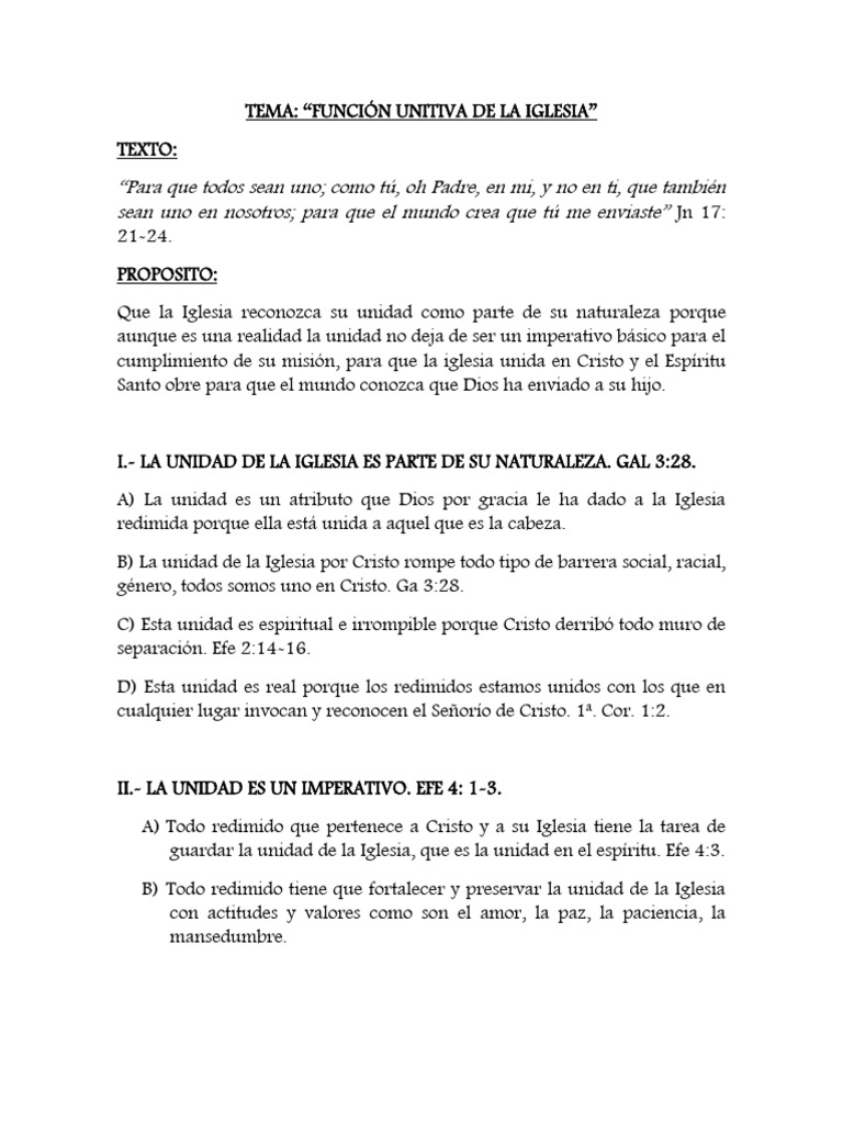 Función Unitiva de La Iglesia | PDF | Cristo (título) | Iglesia cristiana