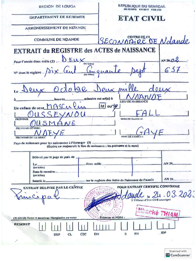 Extrait de Naissance - Compressed | PDF