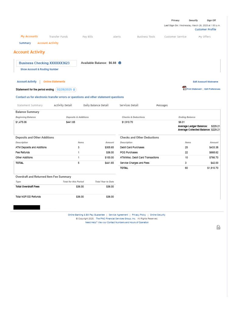 PNC Bank Online Banking(1) | PDF | Overdraft | Fee