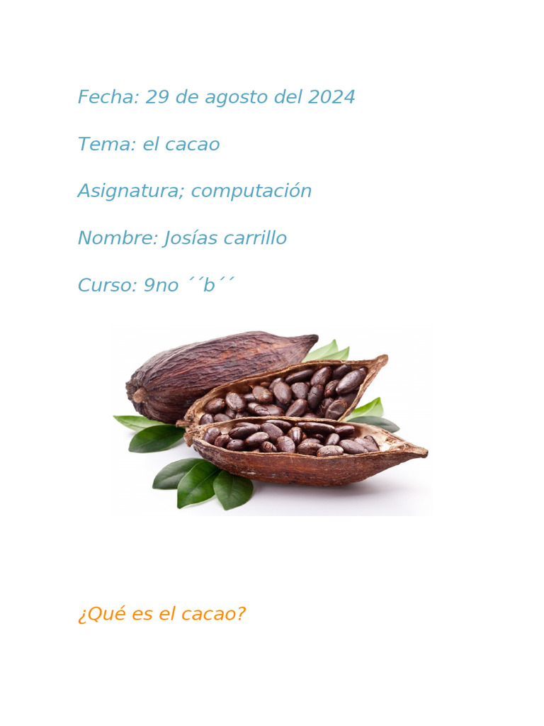 Beneficios y usos del cacao en la salud | PDF | Chocolate | Alimentos