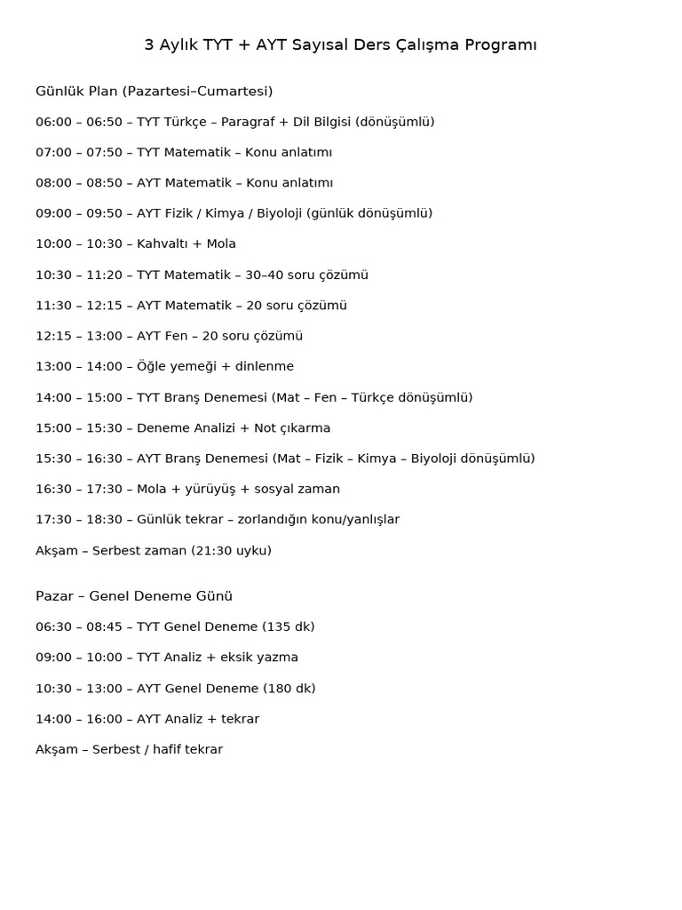 TYT_AYT_3_Aylik_Program | PDF