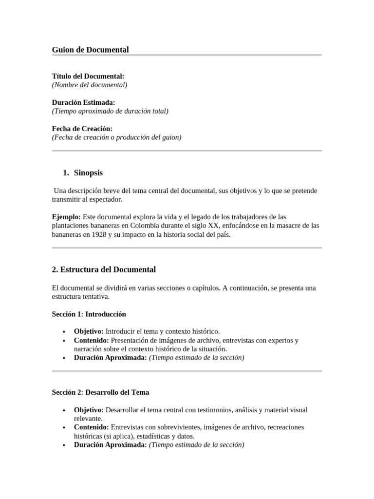 FORMATO Guion Documental | PDF