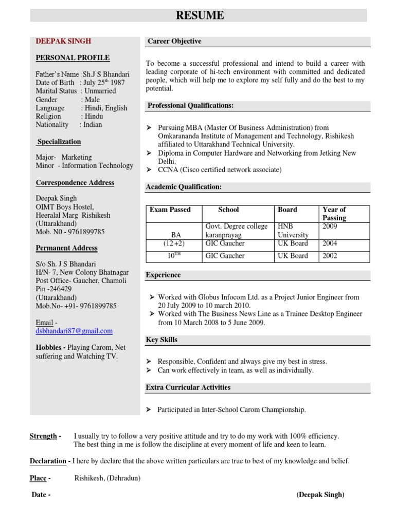 Mba Resume | PDF | Career & Growth