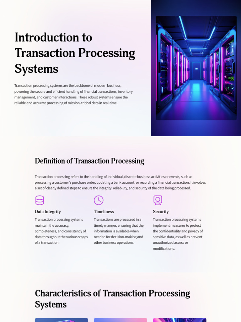 Introduction To Transaction Processing Systems | PDF | Database Transaction | Client–Server Model