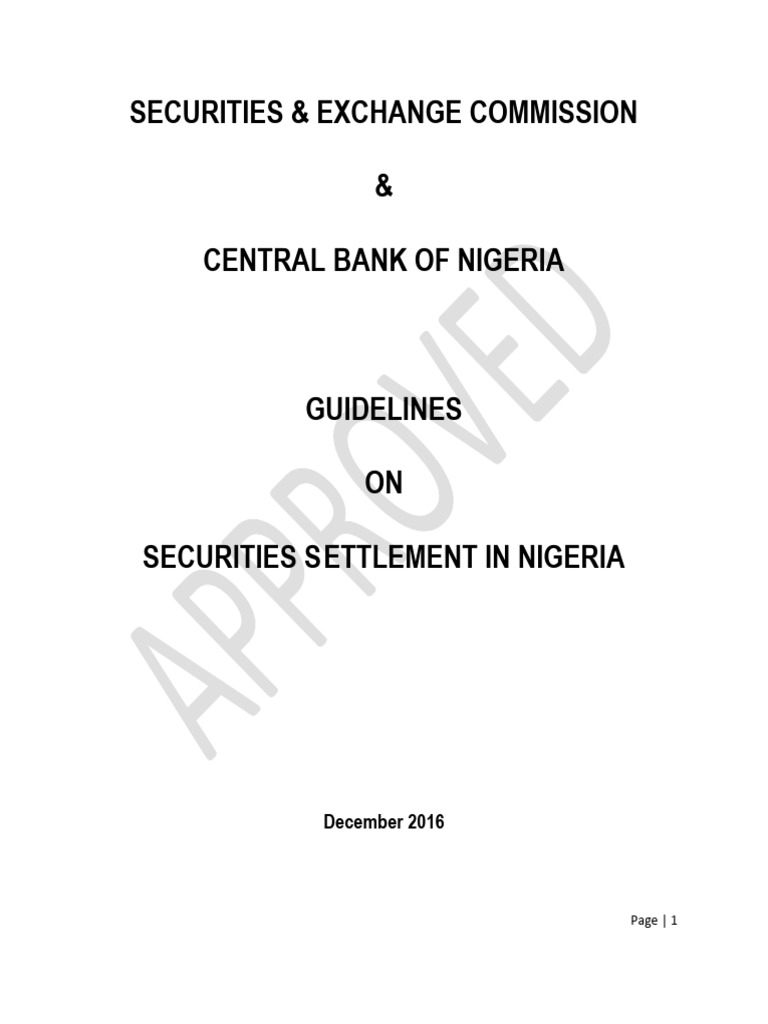 Nigeria Securities Settlement Guidelines | PDF | Finance & Money ...