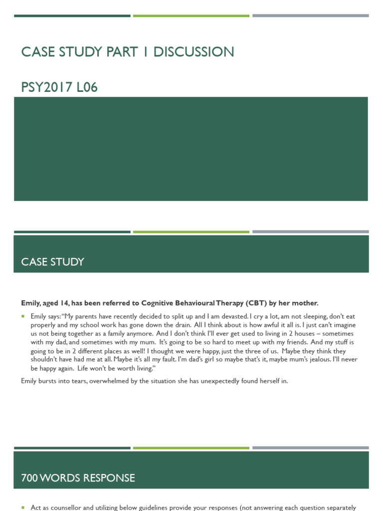 Psy2017 - L06 Case Study Part 1 Discussion | PDF | Cognitive Behavioral Therapy | Empathy