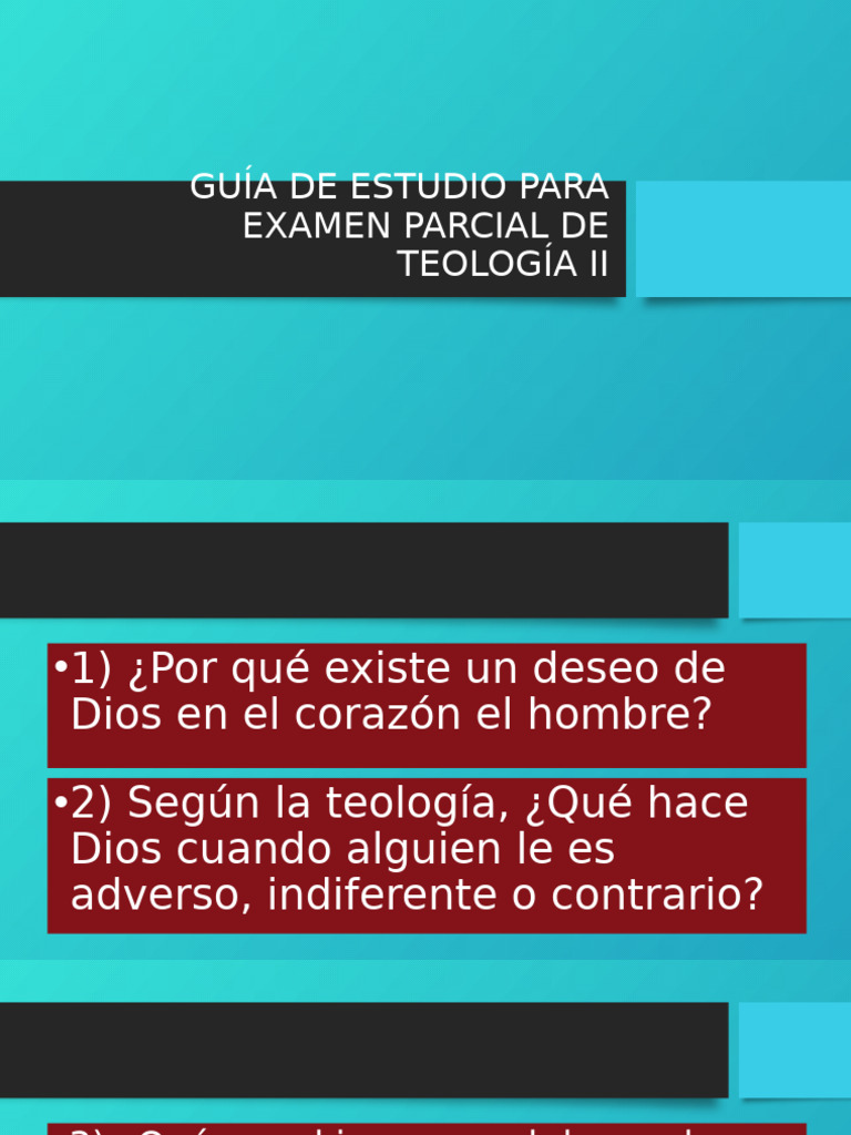 Guía de Estudio para Examen Parcial de Teología Escribanía y Procuración3 | PDF | Biblia | Dios