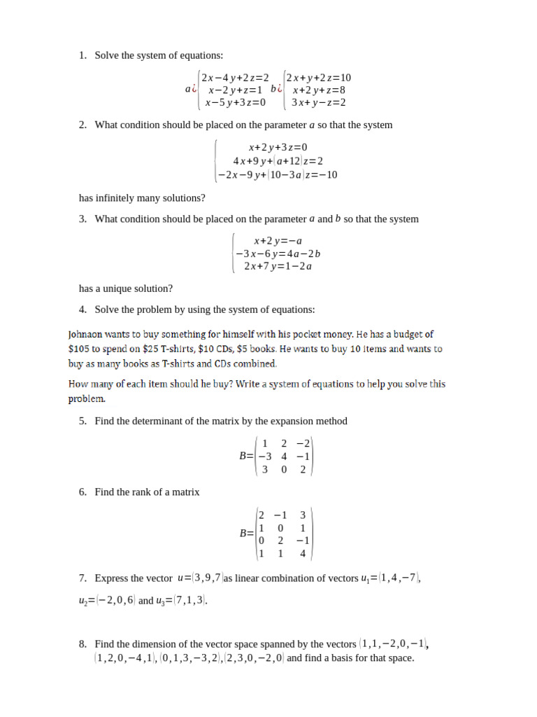 Advanced Linear Algebra Problems and Solutions | PDF | Vector Space ...